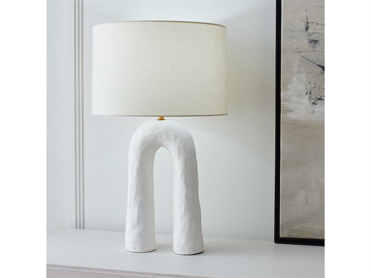 Visual Comfort Studio Aura Matte White Linen Buffet Lamp | VCSHT1051MWC1