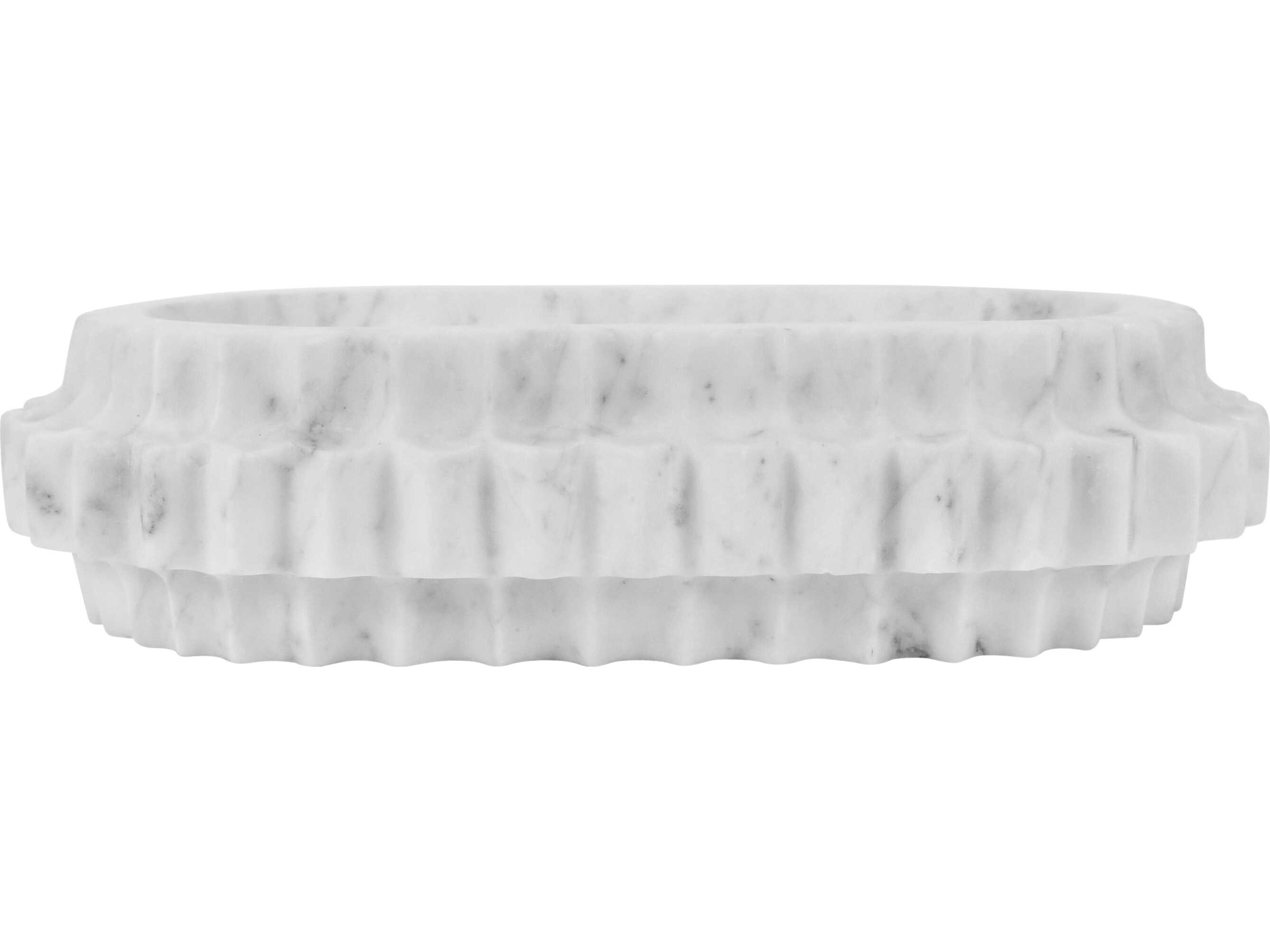 Worlds Away Lilibet Oval Marble Serving Tray With Carved Edges | WALILIBET