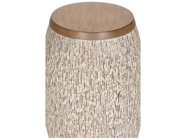 Wildwood Enya Round Wood Brown Light Gray End Table | WL490812