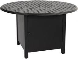 Woodard Casa Cast Aluminum Round Chat Height Outdoor Patio Fire Pit Table | WR3Y0747FP