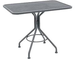 Woodard Wrought Iron Mesh Round Outdoor Patio Bistro Table with Umbrella Hole WR280135