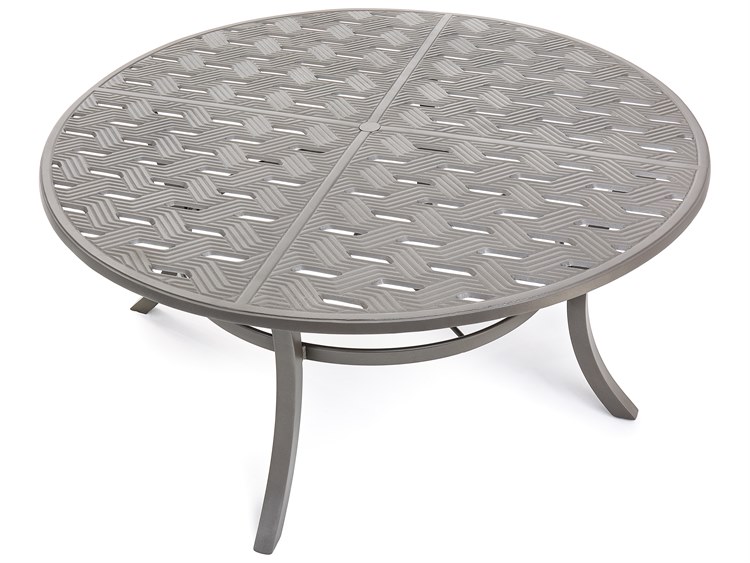 Winston Quick Ship Merge Weathered Teak Aluminum Round Outdoor Patio ...