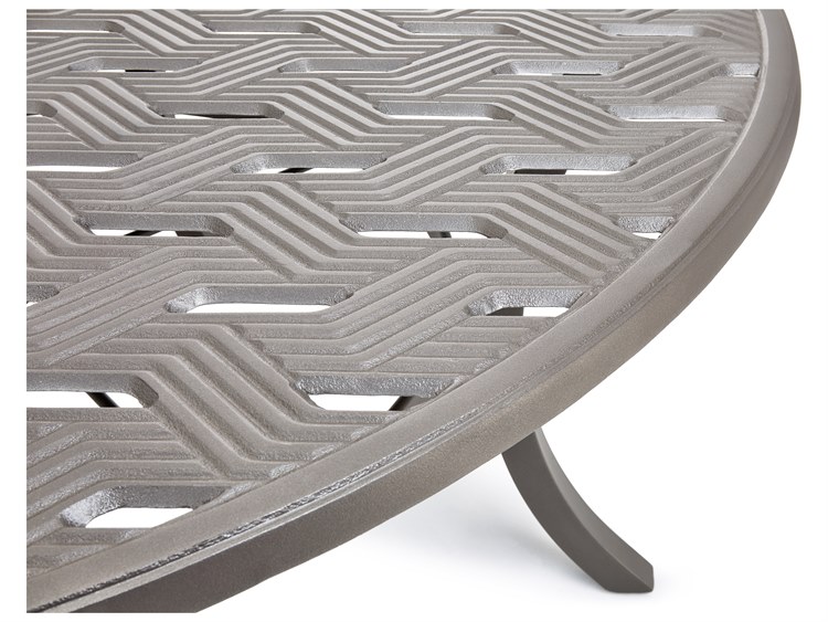 Winston Quick Ship Merge Weathered Teak Aluminum Round Outdoor Patio ...