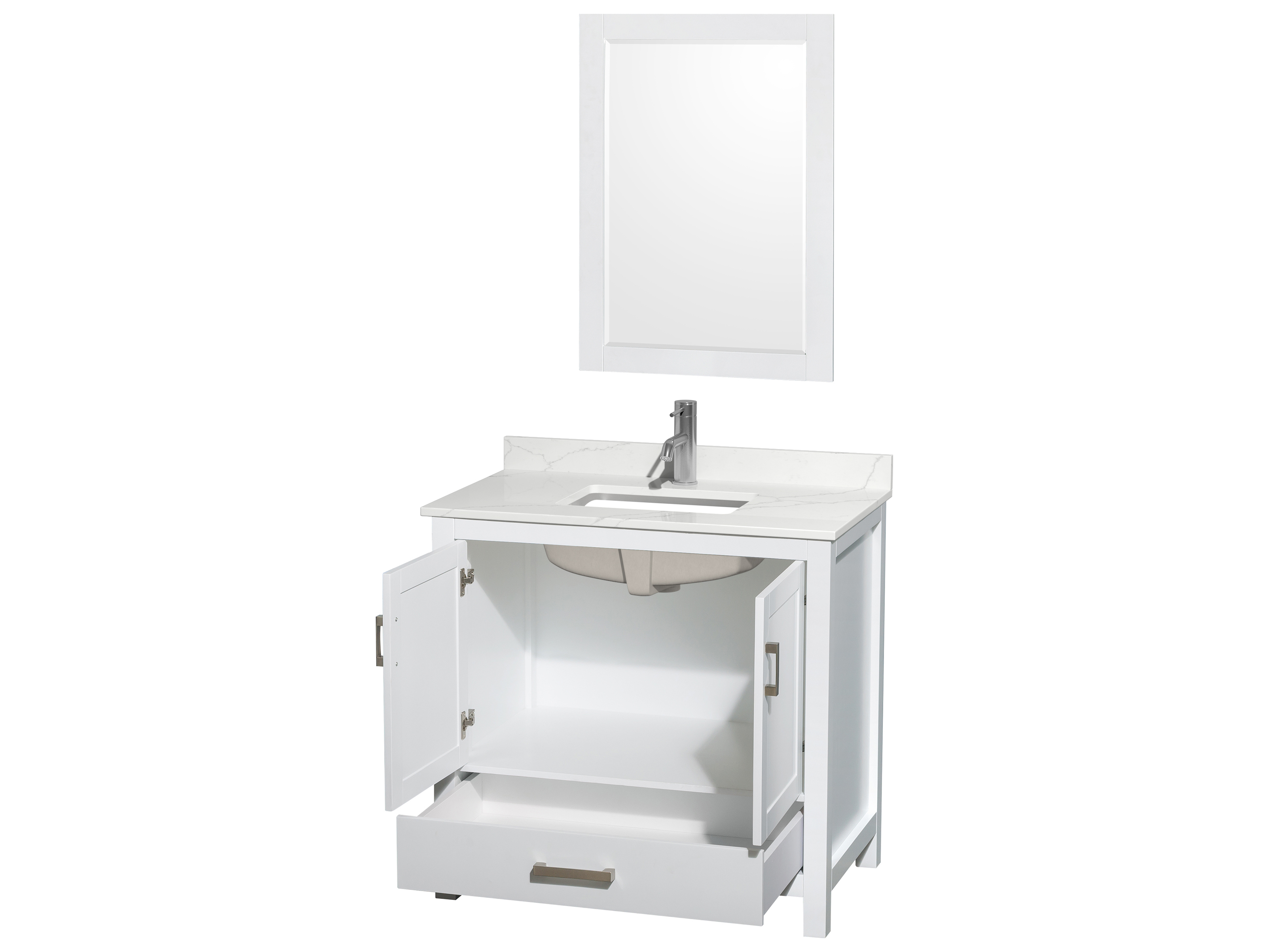 Wyndham Collection Sheffield 30" White Vanity with 24" Mirror ...