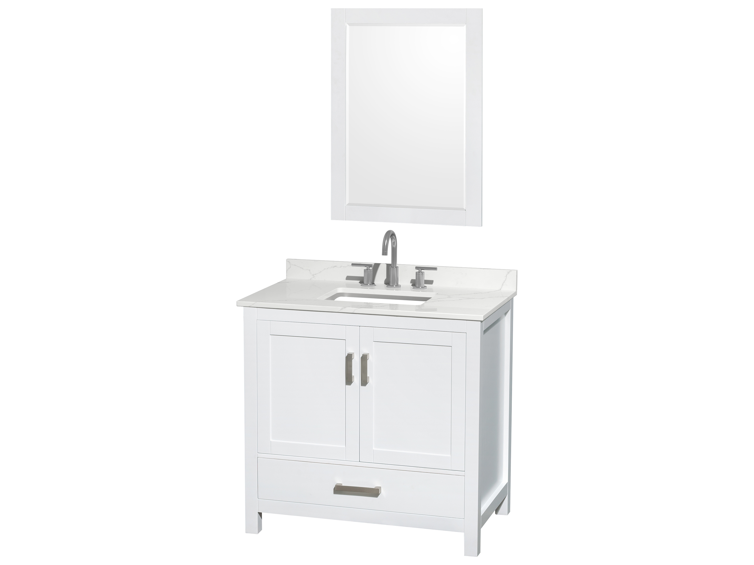 Wyndham Collection Sheffield 30" White Vanity with 24" Mirror ...