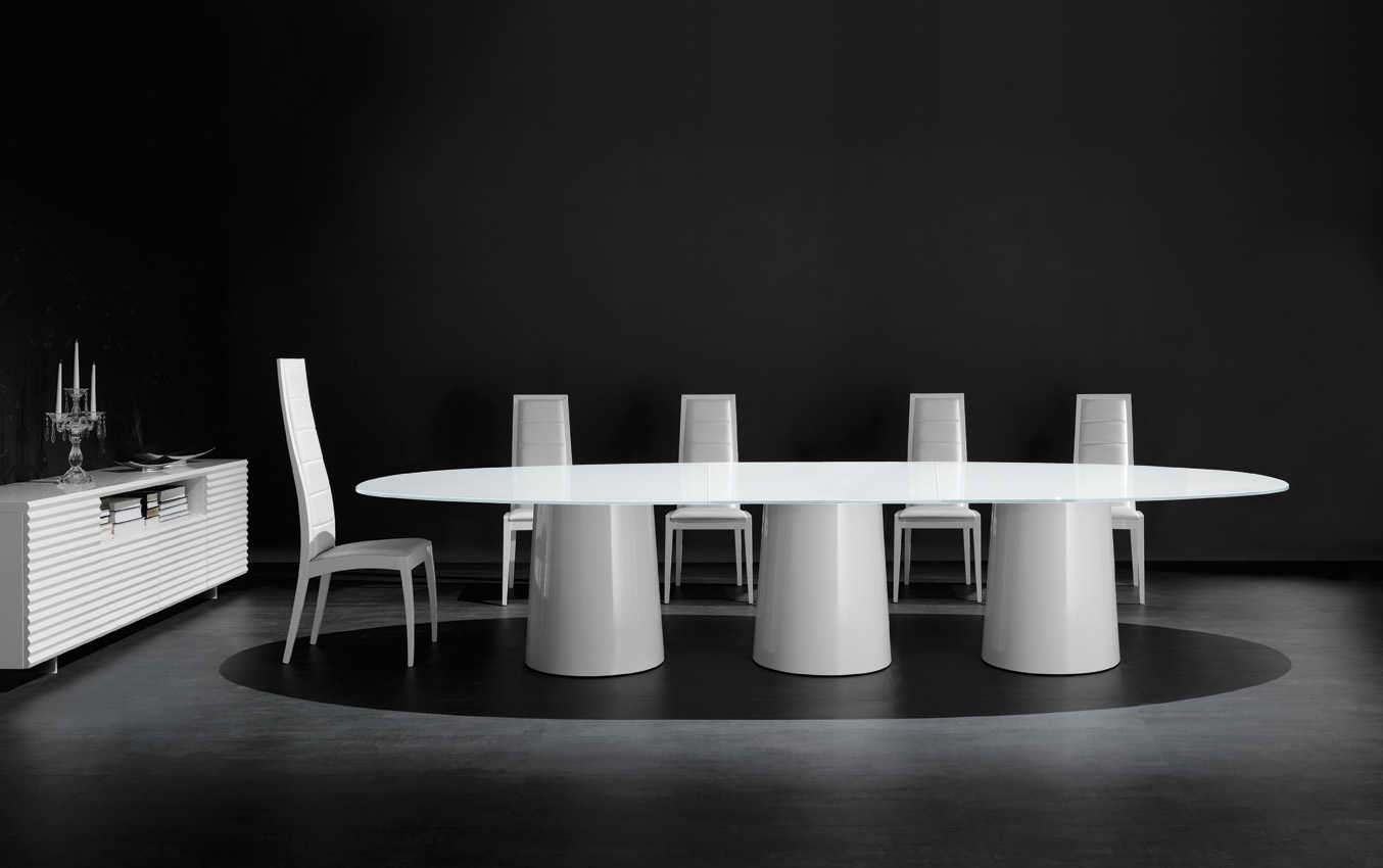 YumanMod Antares White & Extra White Oval Dining Table | YMANTOVAL