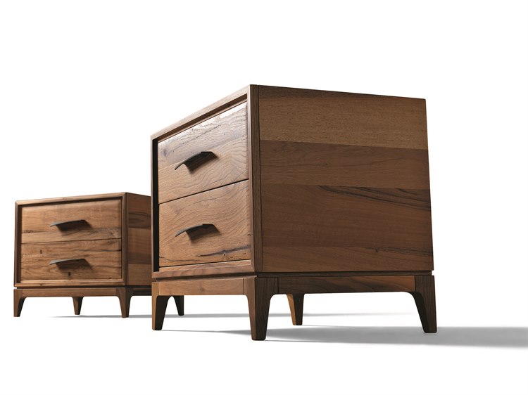 YumanMod Matteo 2-Drawers Brown Walnut Wood Nightstand | YMCNM133512