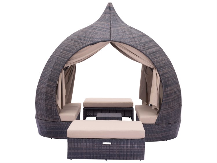 Zuo Outdoor Majorca Aluminum Polyethylene Daybed in Brown & Beige ...