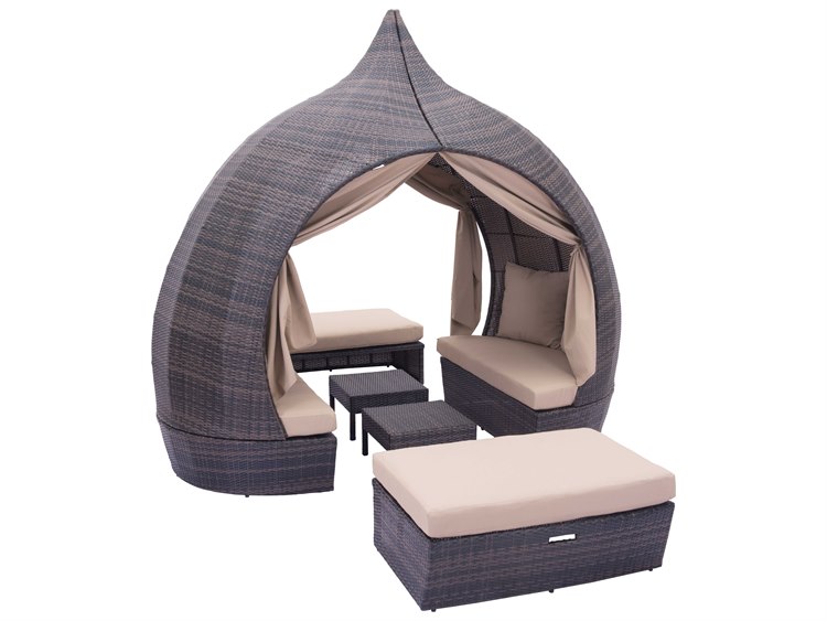 Zuo Outdoor Majorca Aluminum Polyethylene Daybed in Brown & Beige ...