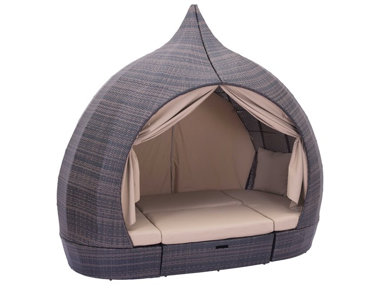 Zuo Outdoor Majorca Aluminum Polyethylene Daybed in Brown & Beige ...