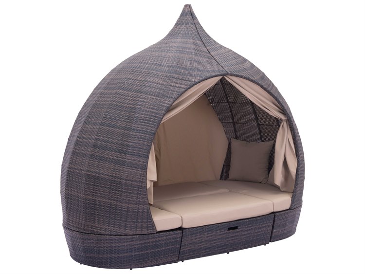 Zuo Outdoor Majorca Aluminum Polyethylene Daybed in Brown & Beige ...