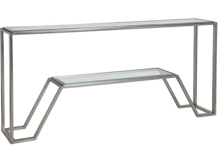 Artistica Metal Designs Byron Rectangular Glass Silver Leaf Console ...