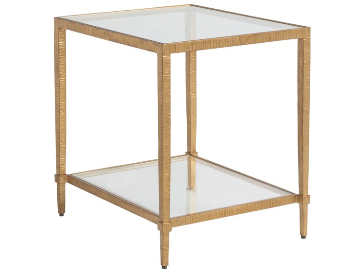 Artistica Metal Designs Claret Square Glass Gold Leaf End Table ...