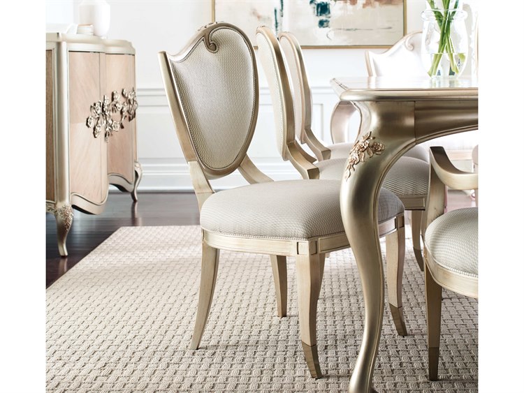 Caracole Fontainebleau Left Side Hardwood White Upholstered Dining ...