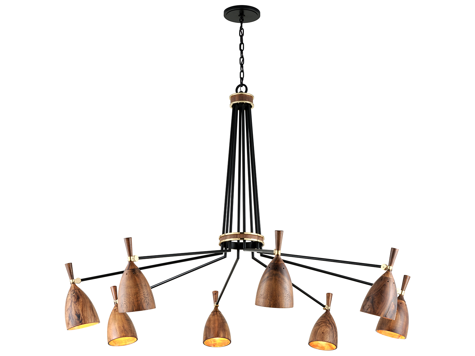 Corbett Lighting Utopia 63" Wide 8-Light Satin Black Polished Brass ...