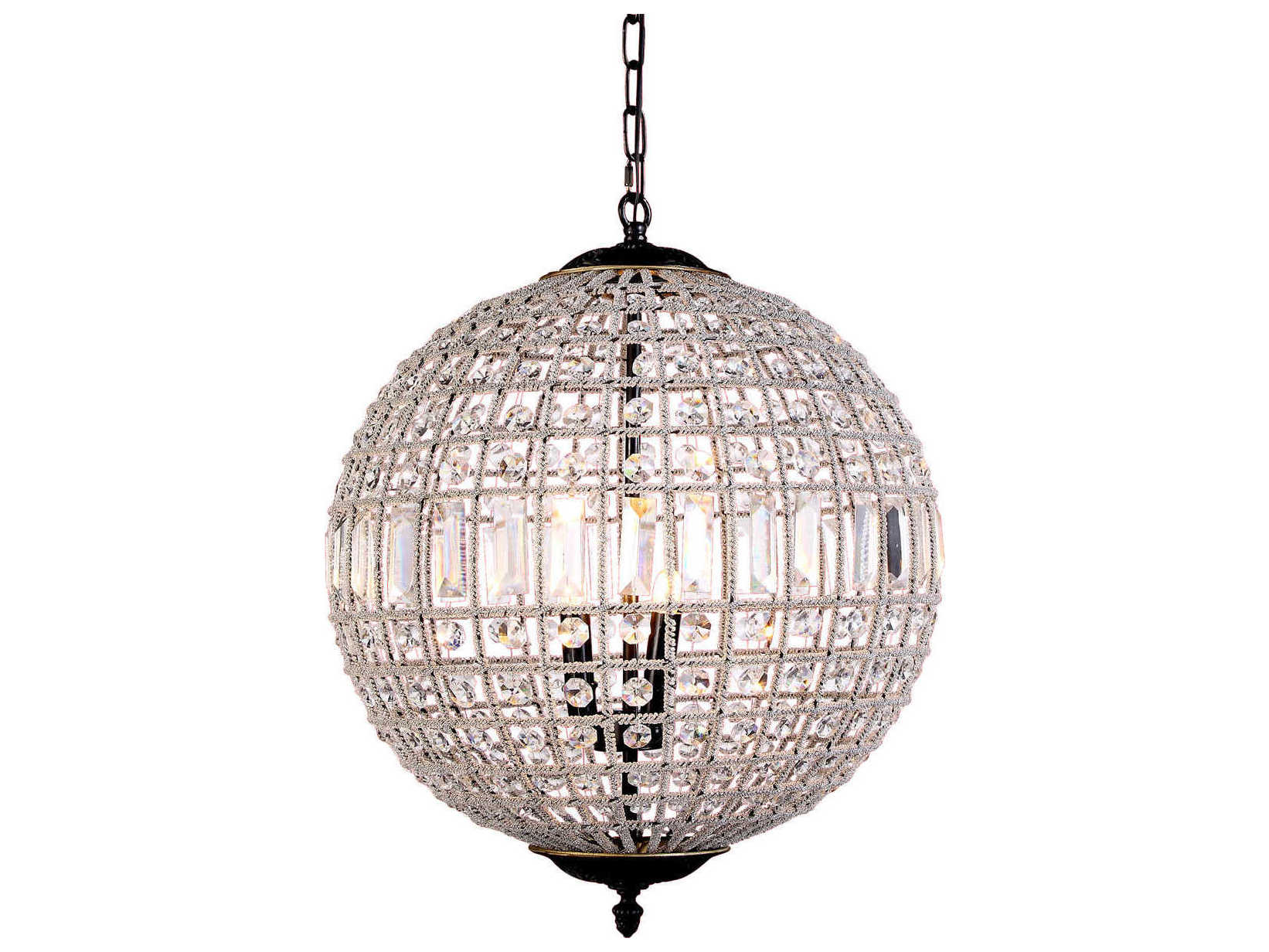 Elegant Lighting Olivia Dark Bronze Three-Light 18'' Wide Pendant Light ...