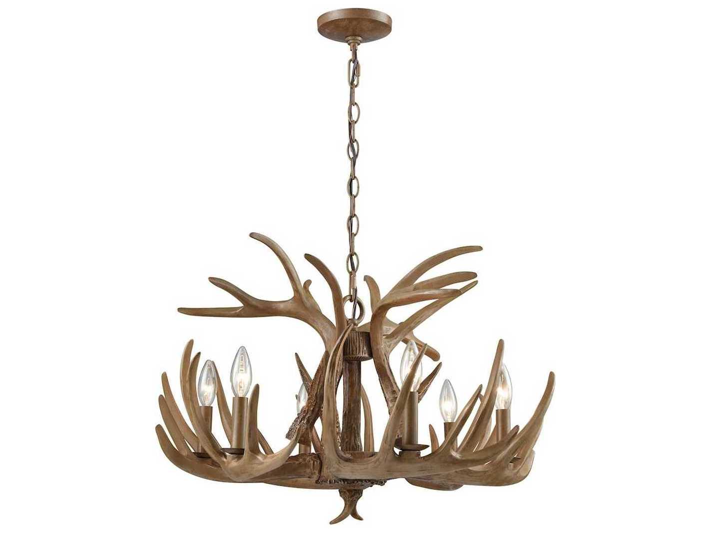 Elk Lighting Elk Wood Brown Six-Light 25'' Wide Chandelier | EK163156