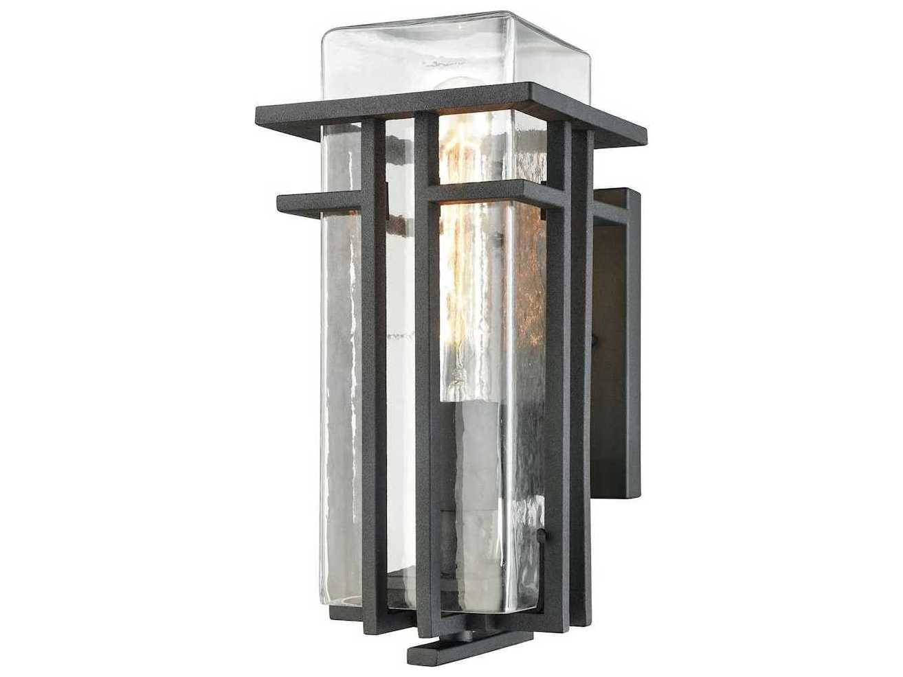 Elk Lighting Croftwell Textured Matte Black 6'' Wide Outdoor Wall Light ...