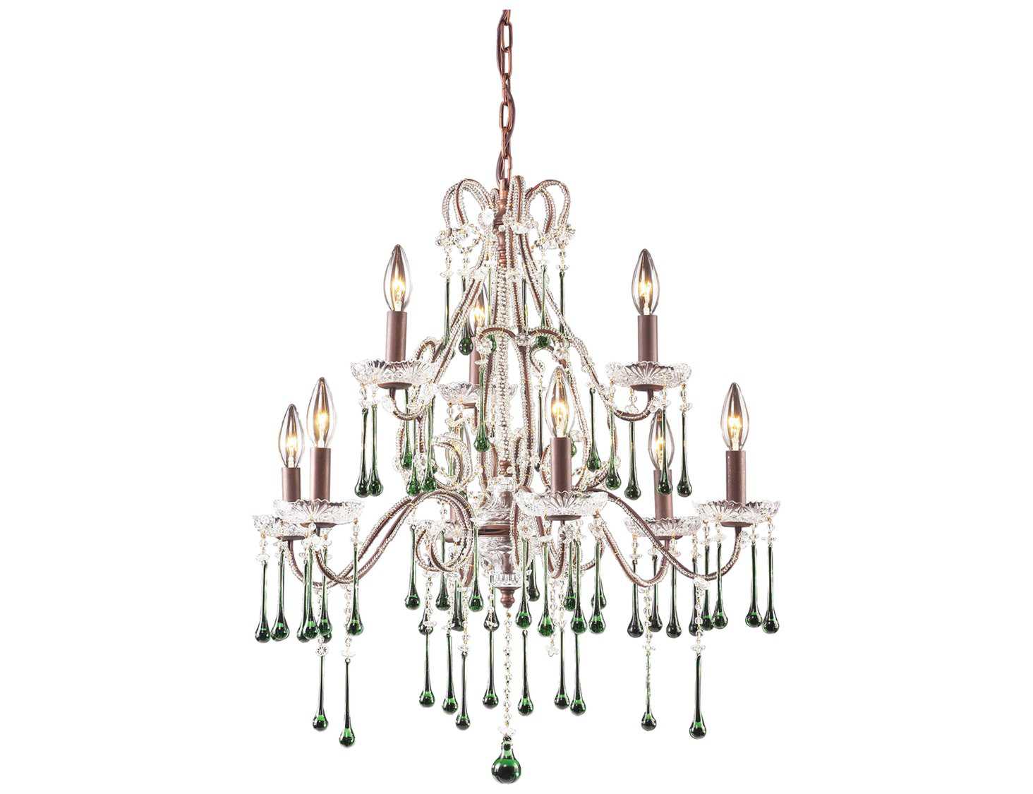 Elk Lighting Opulence Rust & Lime Crystal Nine-Light 25'' Wide ...