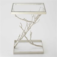 Global Views Round Wood White Washed End Table | GV790069