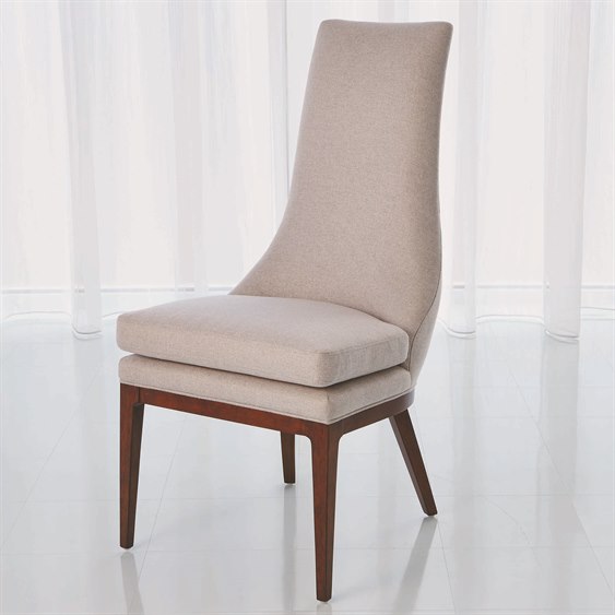 Global Views Isabella Rubberwood Brown Fabric Upholstered Side Dining ...