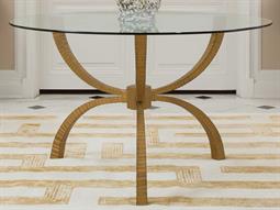 Global Views Round Glass Antique Gold Bronze Dining Table | GV780561