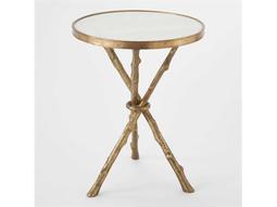 Global Views Round Wood White Washed End Table | GV790069