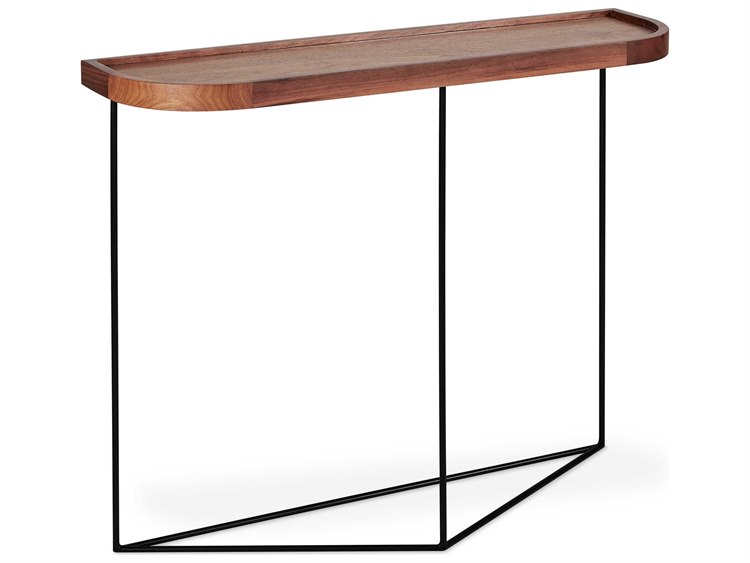 Gus* Modern Porter Demilune Wood Walnut Black Console Table ...