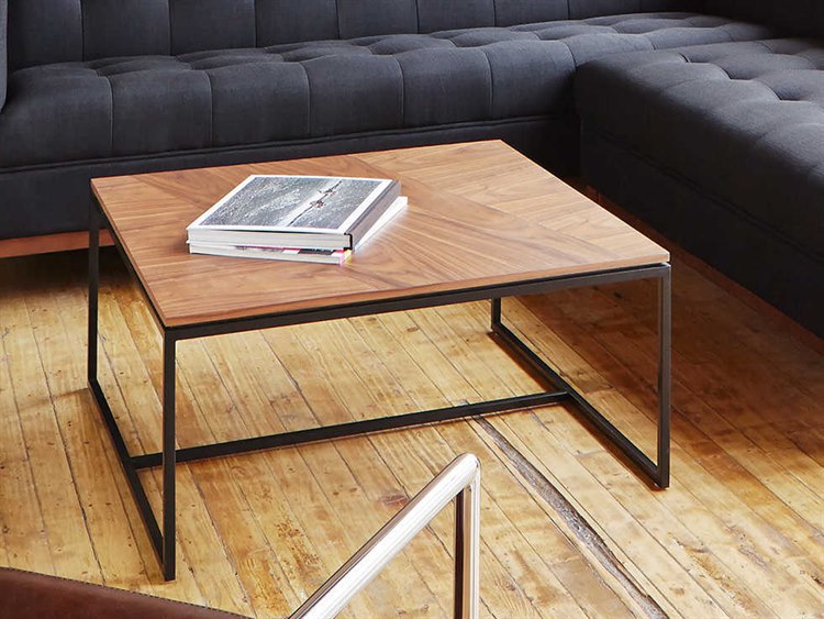 Gus* Modern Tobias Square Wood Walnut Black Coffee Table | GUMECCTTOBIWNBL