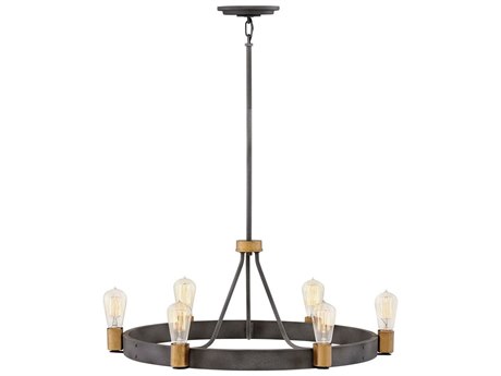 Hinkley Lighting Silas Aged Zinc 6-light 28'' Wide Medium Chandelier ...