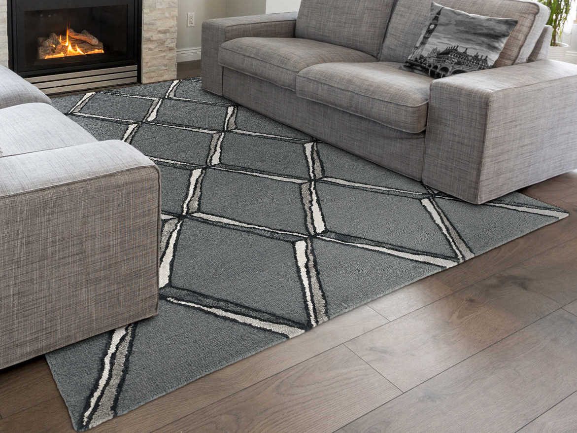 KAS Rugs Libby Langdon Upton Charcoal / Silver Rectangular Runner Area ...