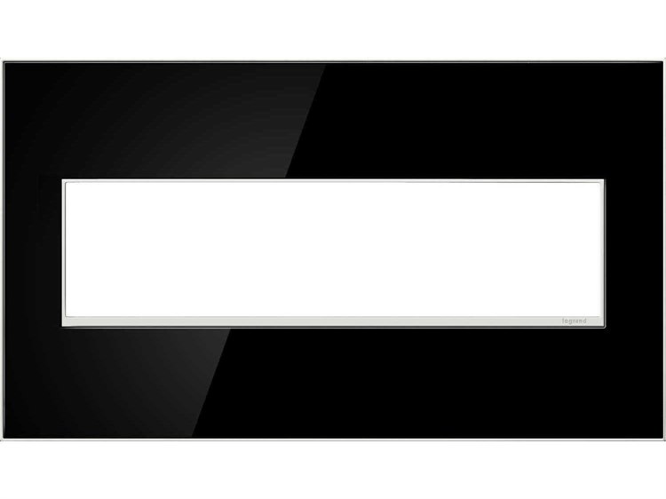 Legrand Real Materials Mirror Black Four-Gang Wall Plate | LGRAWM4GMB4