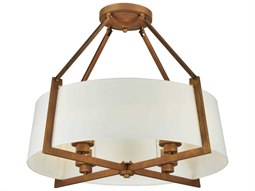 Hudson Valley Bregman 5-Light Aged Brass Glass LED Semi Flush Mount ...