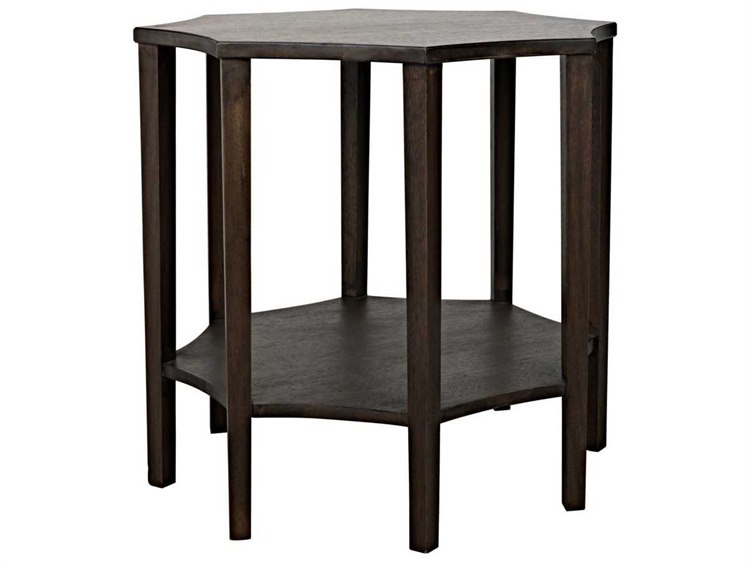 Noir Living Room Accents Hexagon Wood Dark Walnut End Table | NOIGTAB335DW