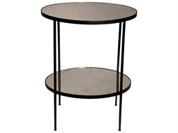 Maitland Smith Jinx Round Glass Nickel End Table | MSHM1020L