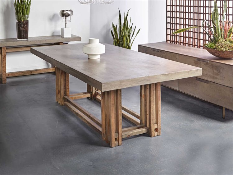 Sonder Living Conrad Rectangular Concrete & Reclaimed Pine Dining Table ...