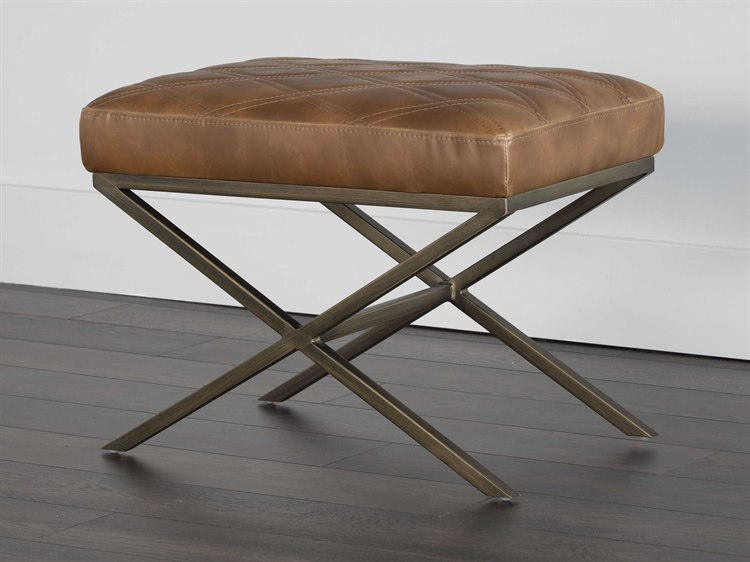 Sunpan 5west Tobacco Tan Antique Brass Faux Leather Accent Bench ...