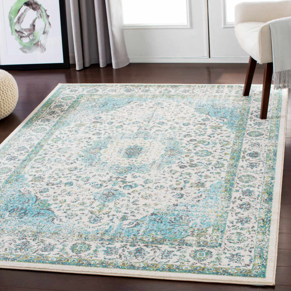 Surya Chelsea Aqua / Charcoal White Grass Green Rectangular Area Rug ...