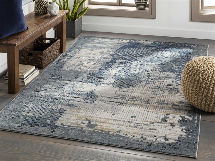 Surya Jolie Medium Gray / Tan / Ivory / Dark Blue Rectangular Area Rug ...