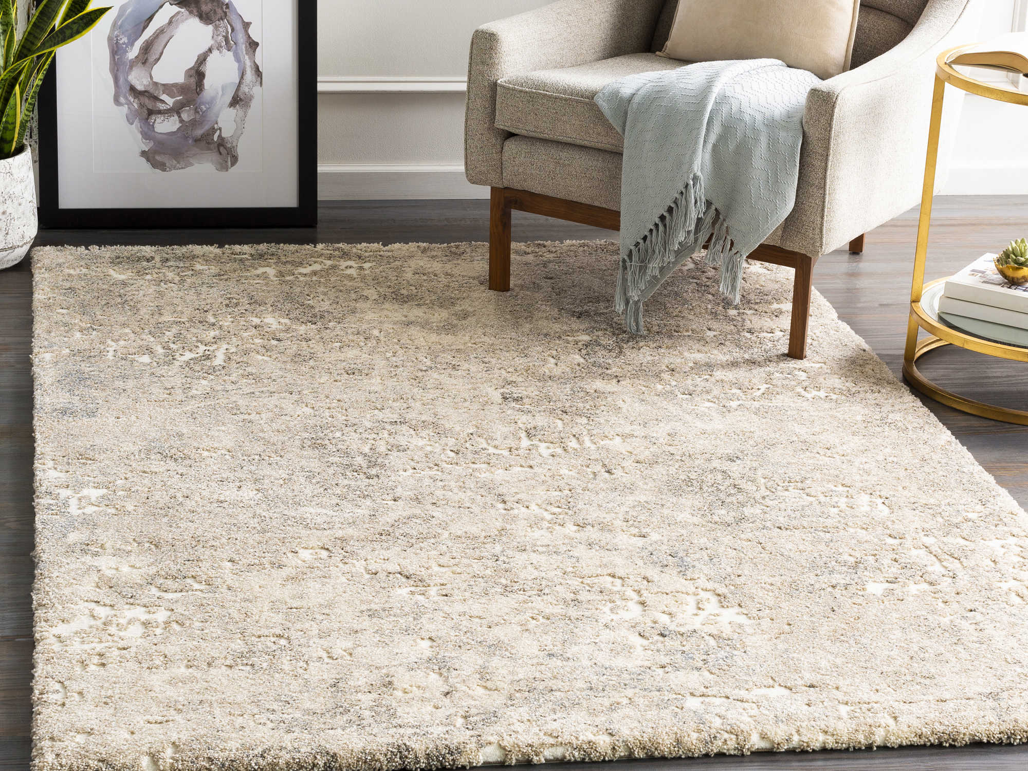 Surya Tuscany Cream / Aqua / White Rectangular Area Rug | SYTUS2304REC