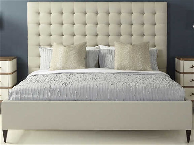 Theodore Alexander White Maple Wood Upholstered Platform King Bed ...