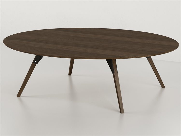 Tronk Design Clarke Collection Oval Wood Black Coffee Table ...
