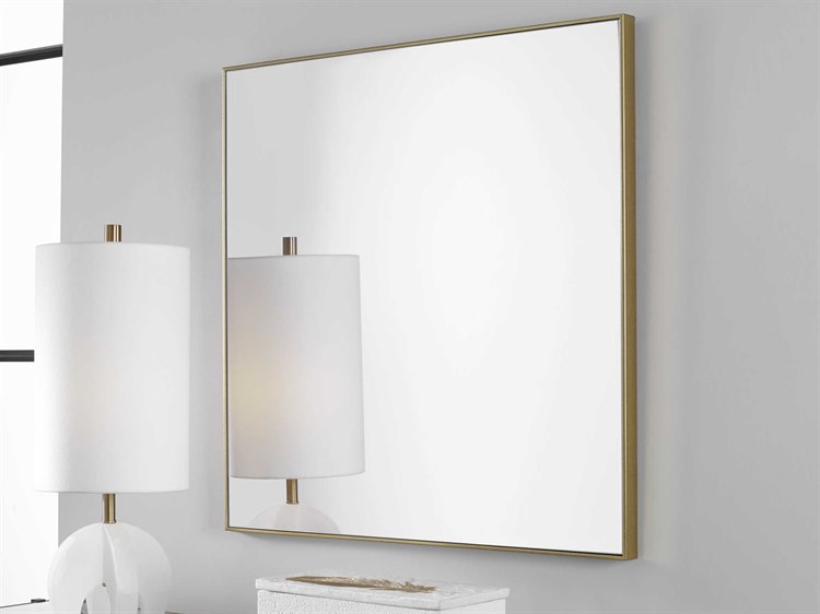 Uttermost Alexo Brushed Gold Square Wall Mirror | UT09715