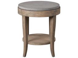 Uttermost Chainlink Round Marble Matte Black White End Table | UT22974