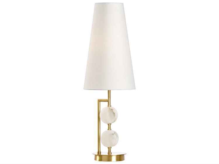 Wildwood Compton Natural White Antique Brass Linen Buffet Lamp | WL60689