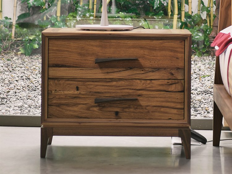 YumanMod Matteo 2-Drawers Brown Walnut Wood Nightstand | YMCNM133512